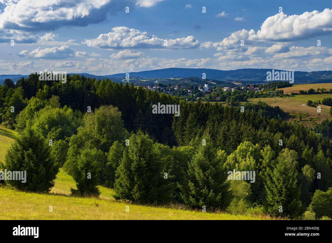 Typical Czech landscape - East Bohemian village of Bozkov Stock Photo ...