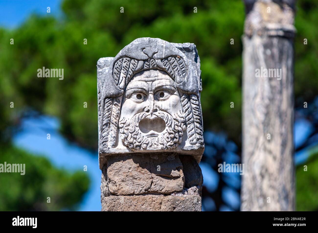 Theatrical mask, part of the architectural decoration of the theatre ...