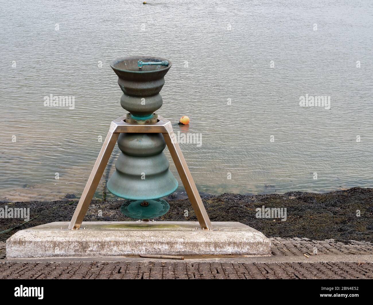 WESTWARD HO!, DEVON, ENGLAND- MAY 7 2020: Time and Tide bell, sculpture ...