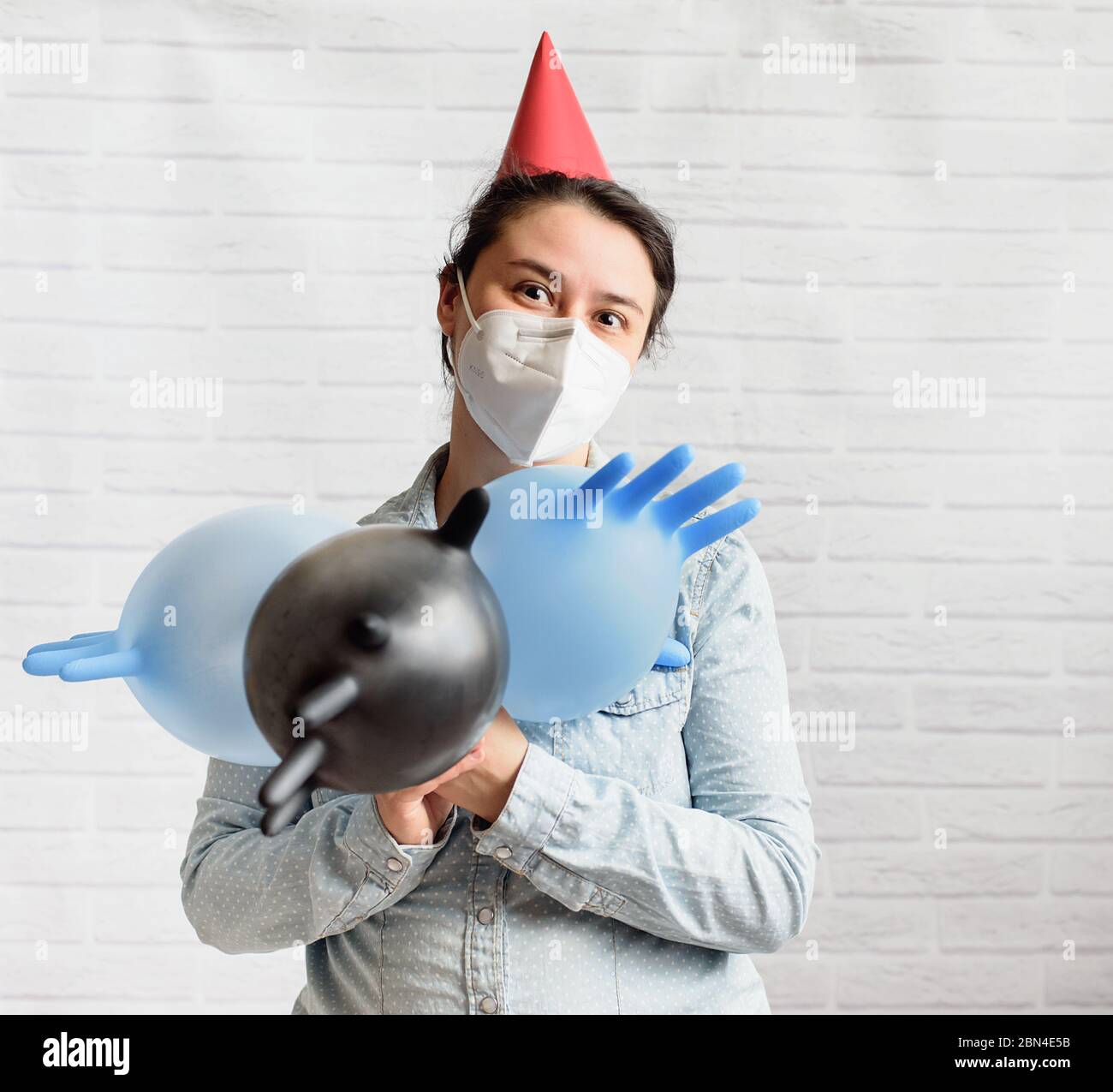 stay home. self-isolation distance birthday. quarantine party, Young ...