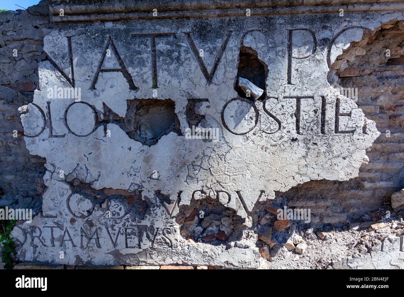 The inscription originally placed on the main gate, Ostia Antica, Ostia ...