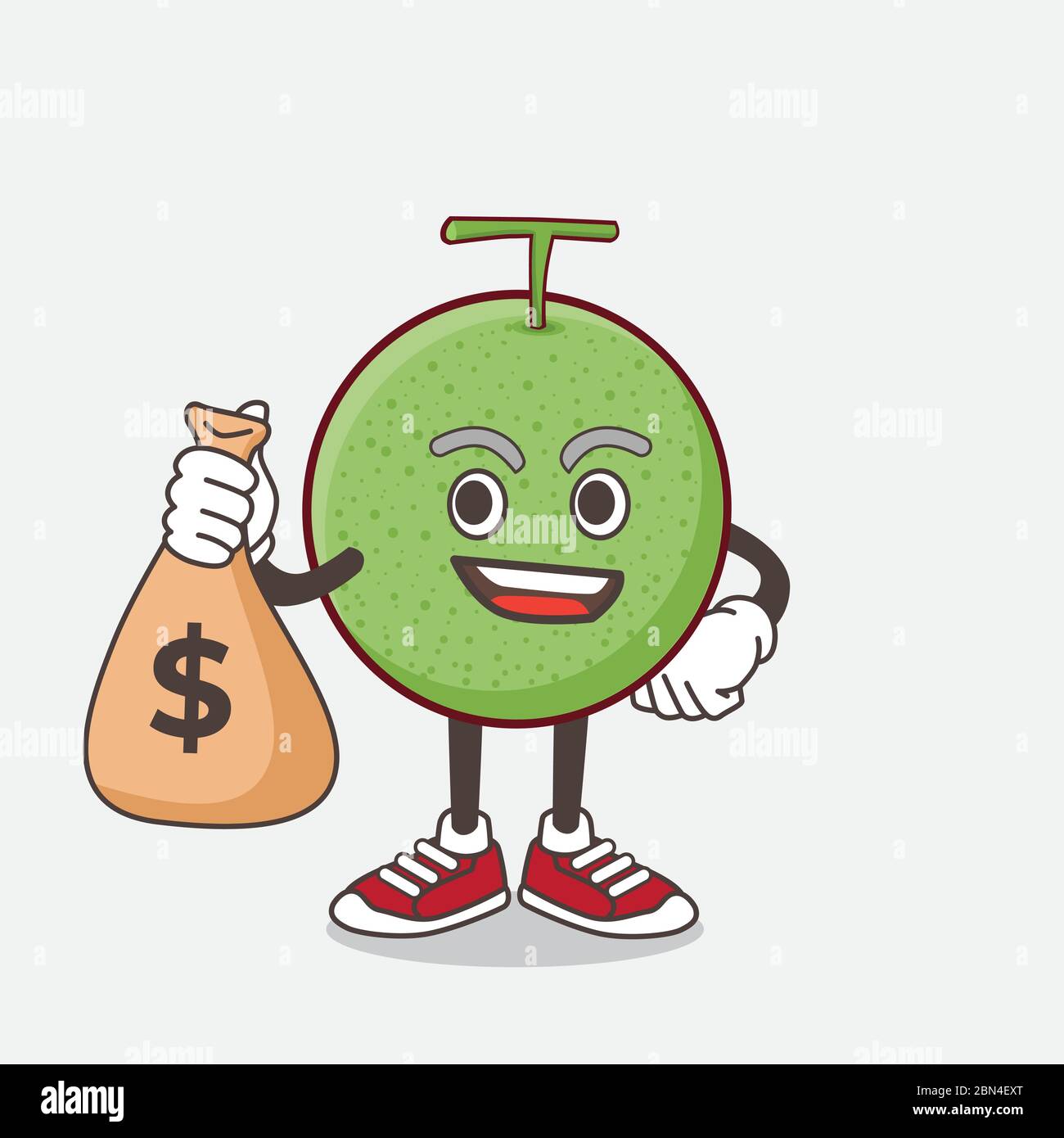 An illustration of Melon Fruit cartoon mascot character holding money ...