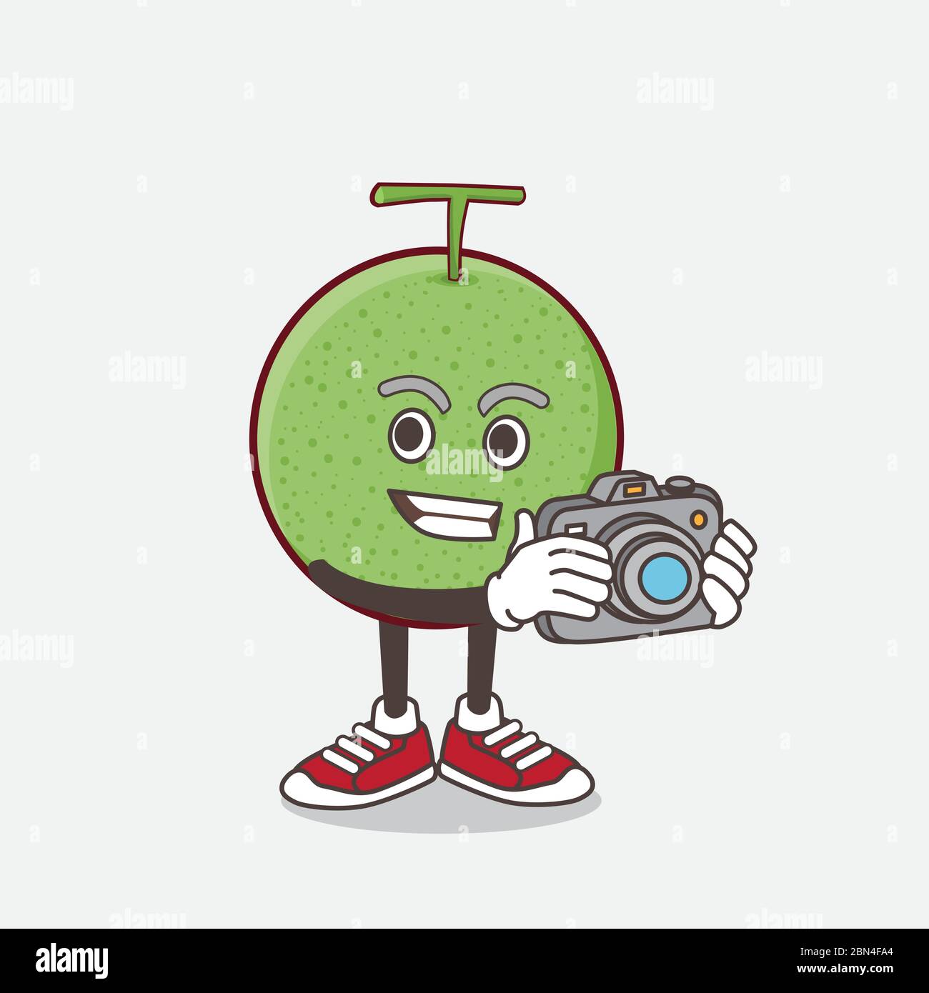 An illustration of Melon Fruit cartoon mascot character as photographer ...