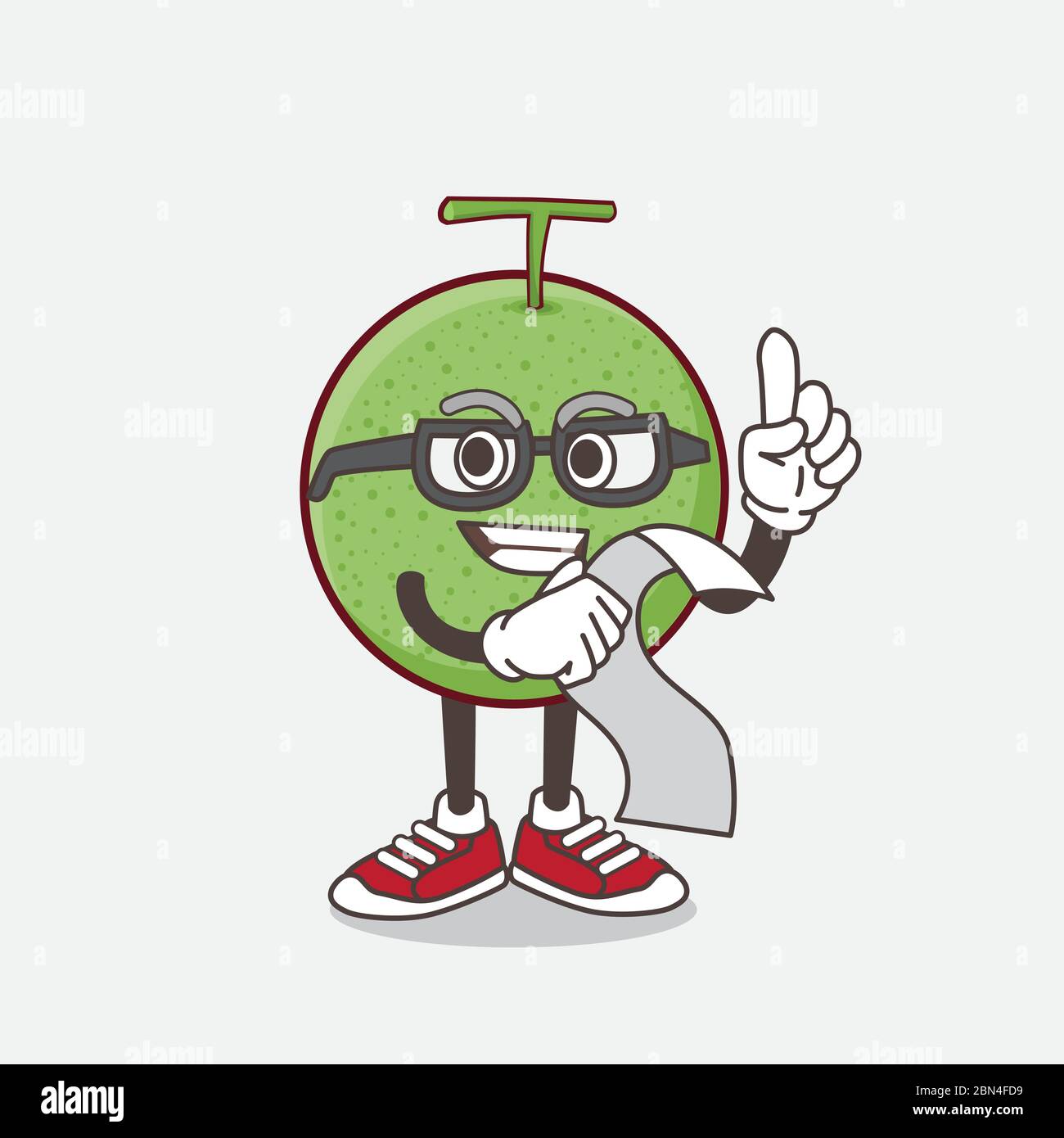 An illustration of Melon Fruit cartoon mascot character holding a menu ...