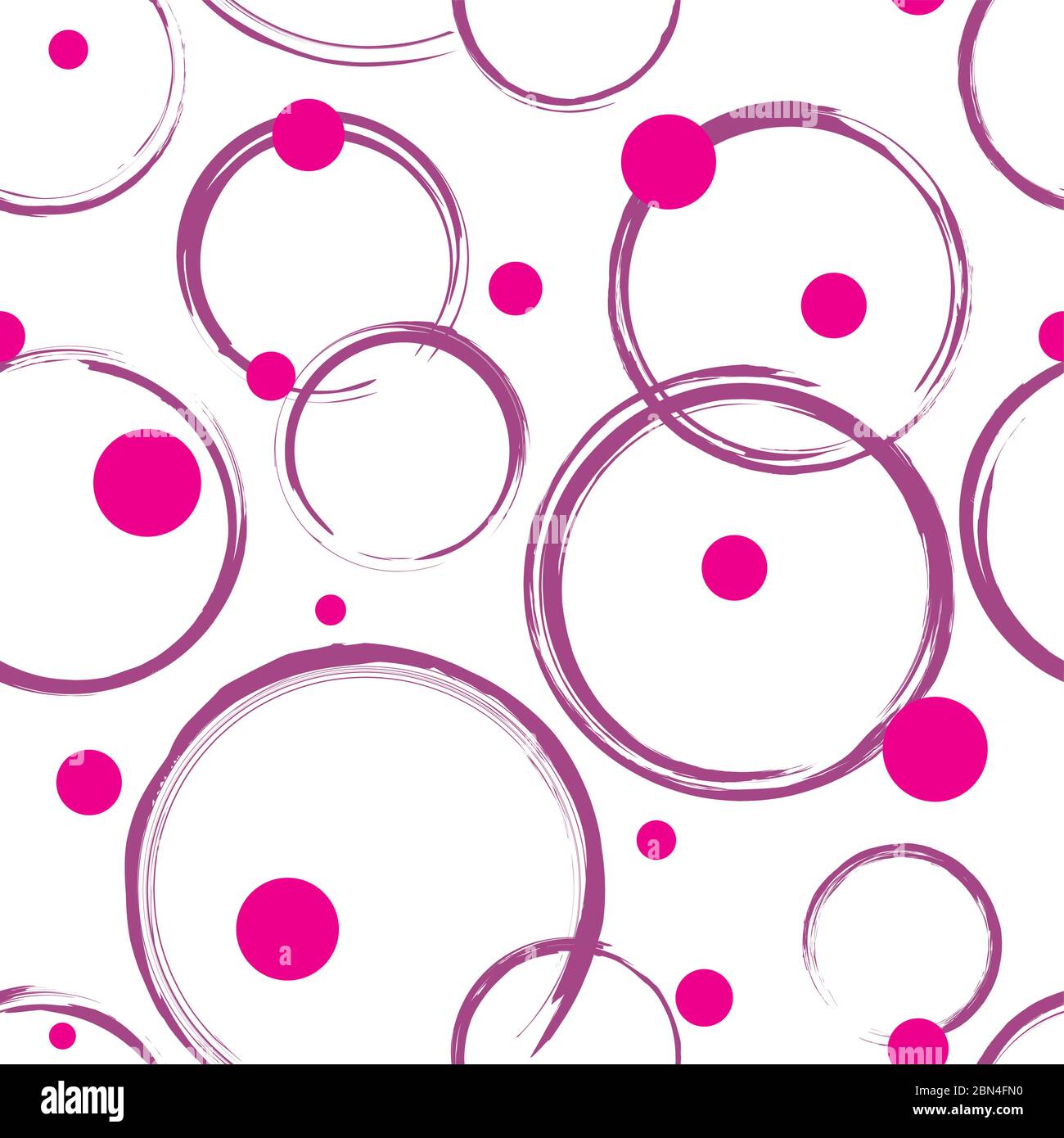 Seamless pattern with abstract pink and purple circles on white ...