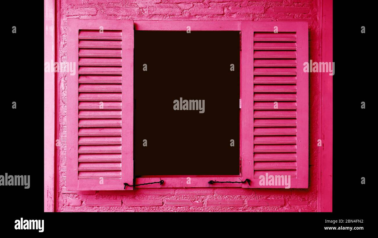 Pink wooden window shutters hi-res stock photography and images - Alamy