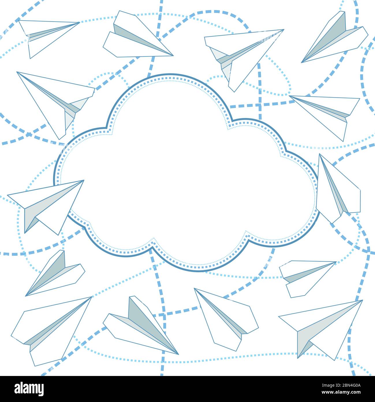 Paper planes and clouds vector seamless background. Paper airplanes ...