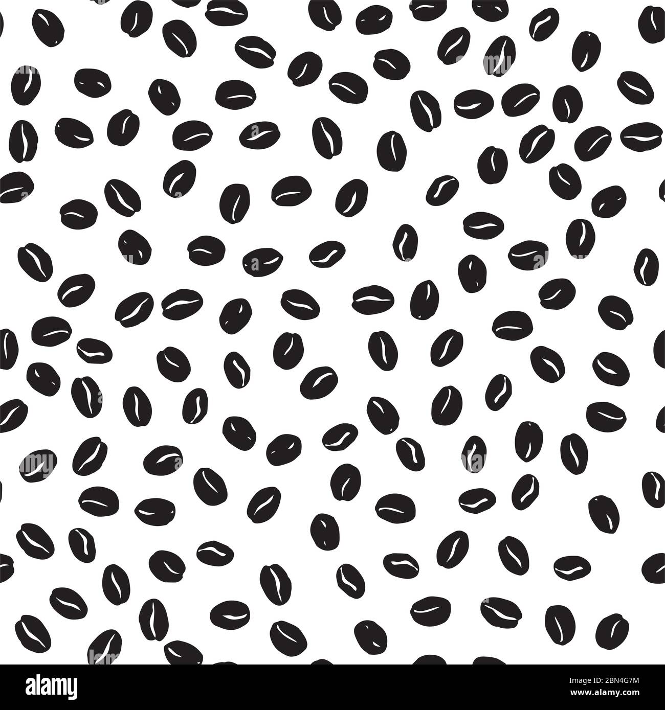 Coffee beans seamless pattern. Seeds of coffee randomly placed on white ...