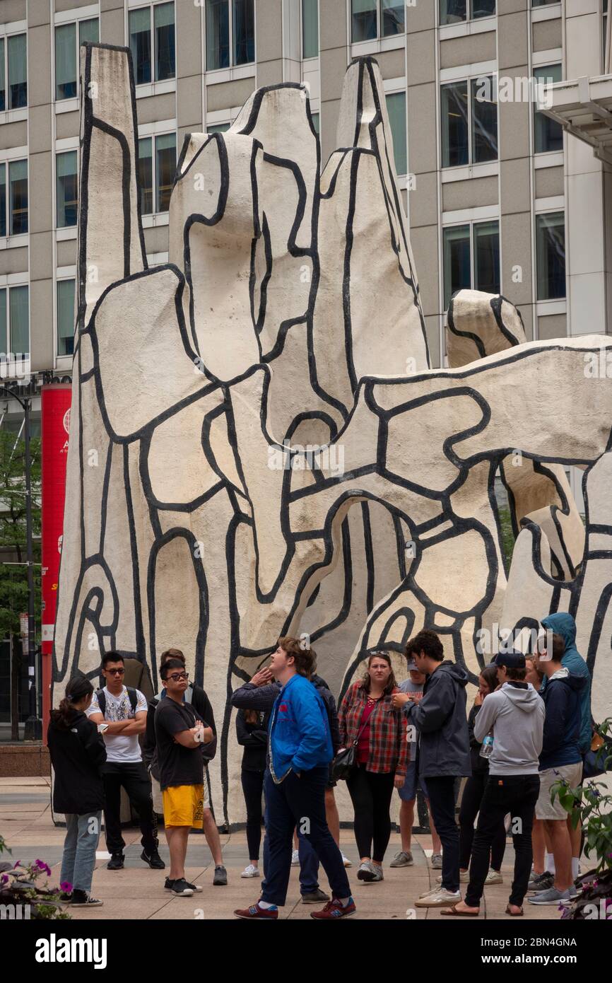 Monument with standing beast sculpture Chicago Illinois Stock Photo - Alamy