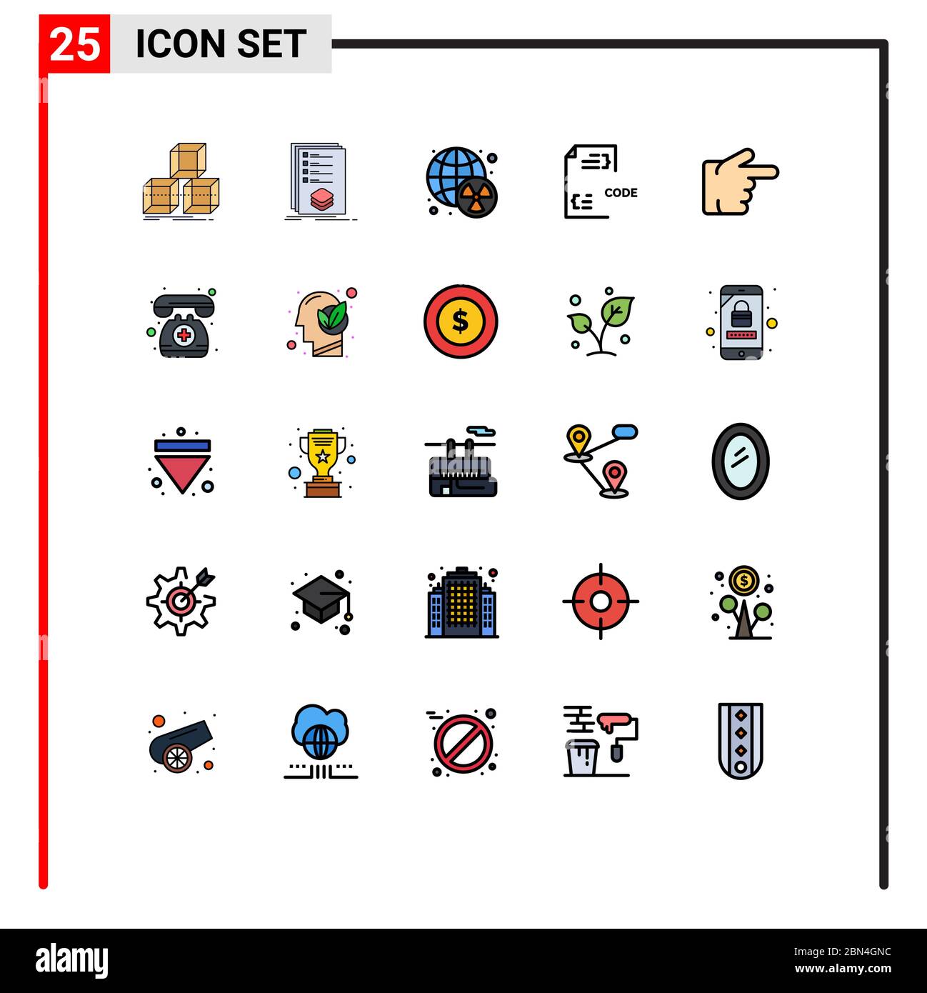 25 Thematic Vector Filled line Flat Colors and Editable Symbols of ...