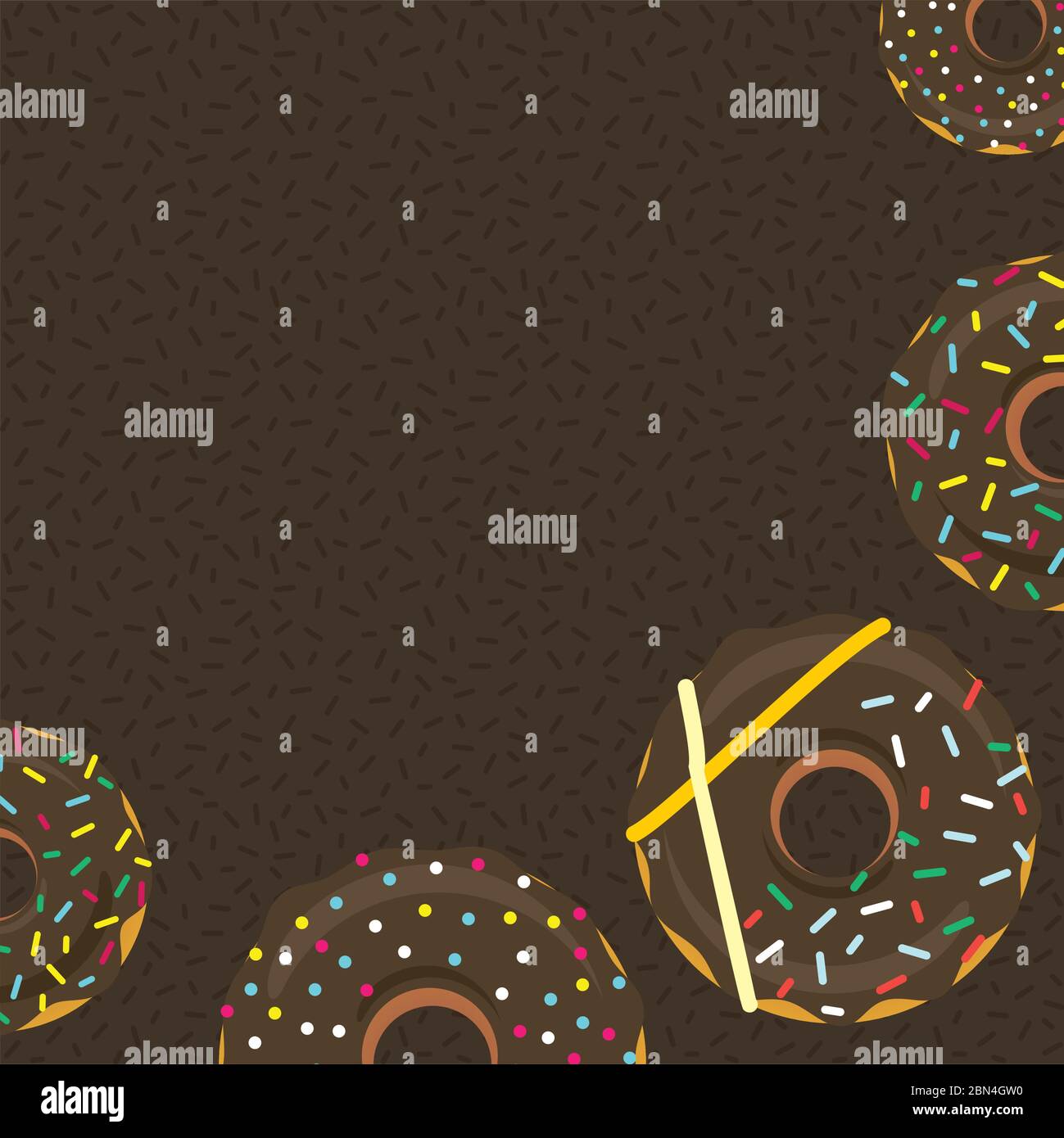 Chocolate donuts background for poster or banner design. Sweet sugar ...