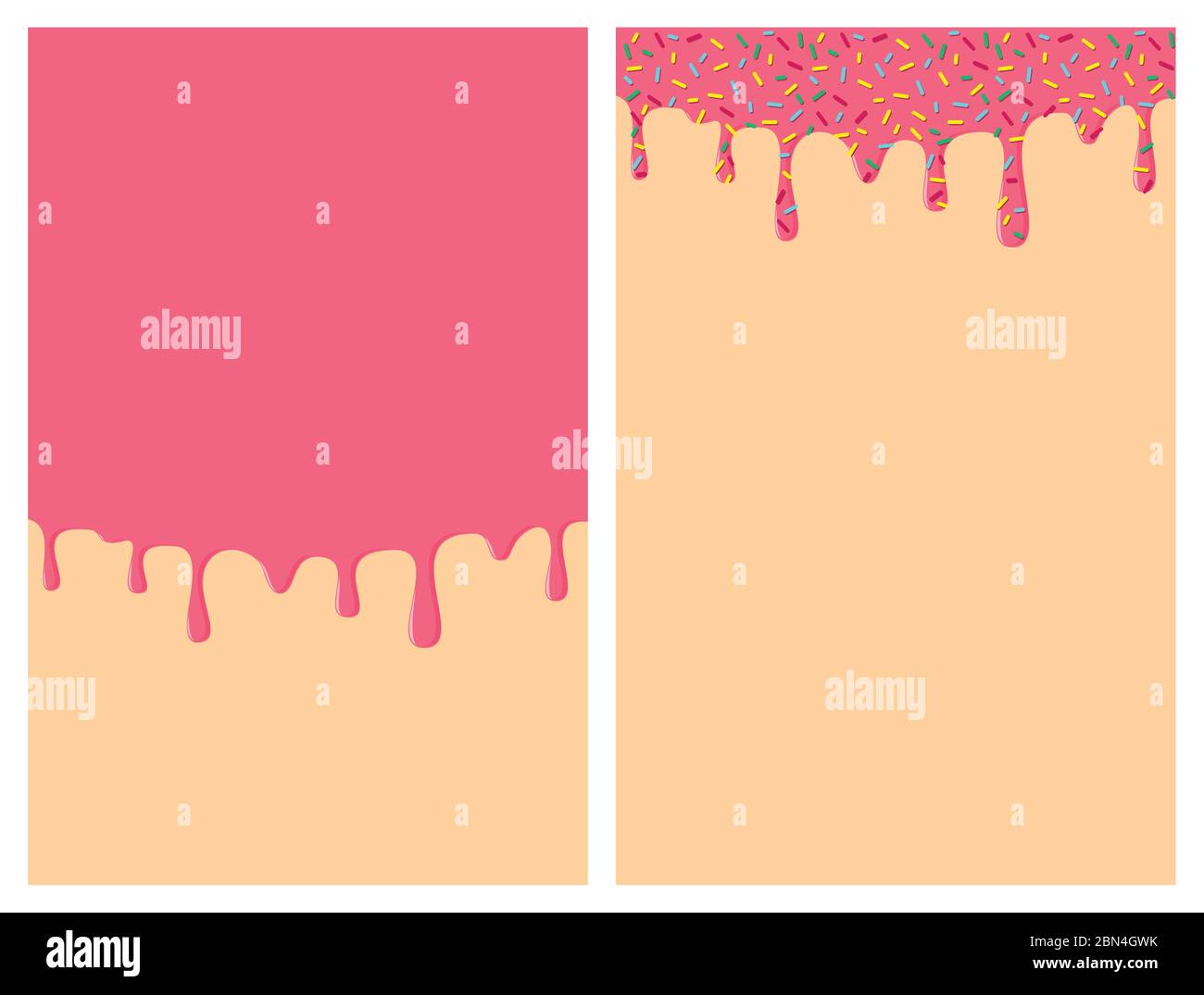 Dripping donut glaze vertical backgrounds set. Pink liquid sweet flow ... Dripping donut glaze vertical backgrounds set. Pink liquid sweet flow ...