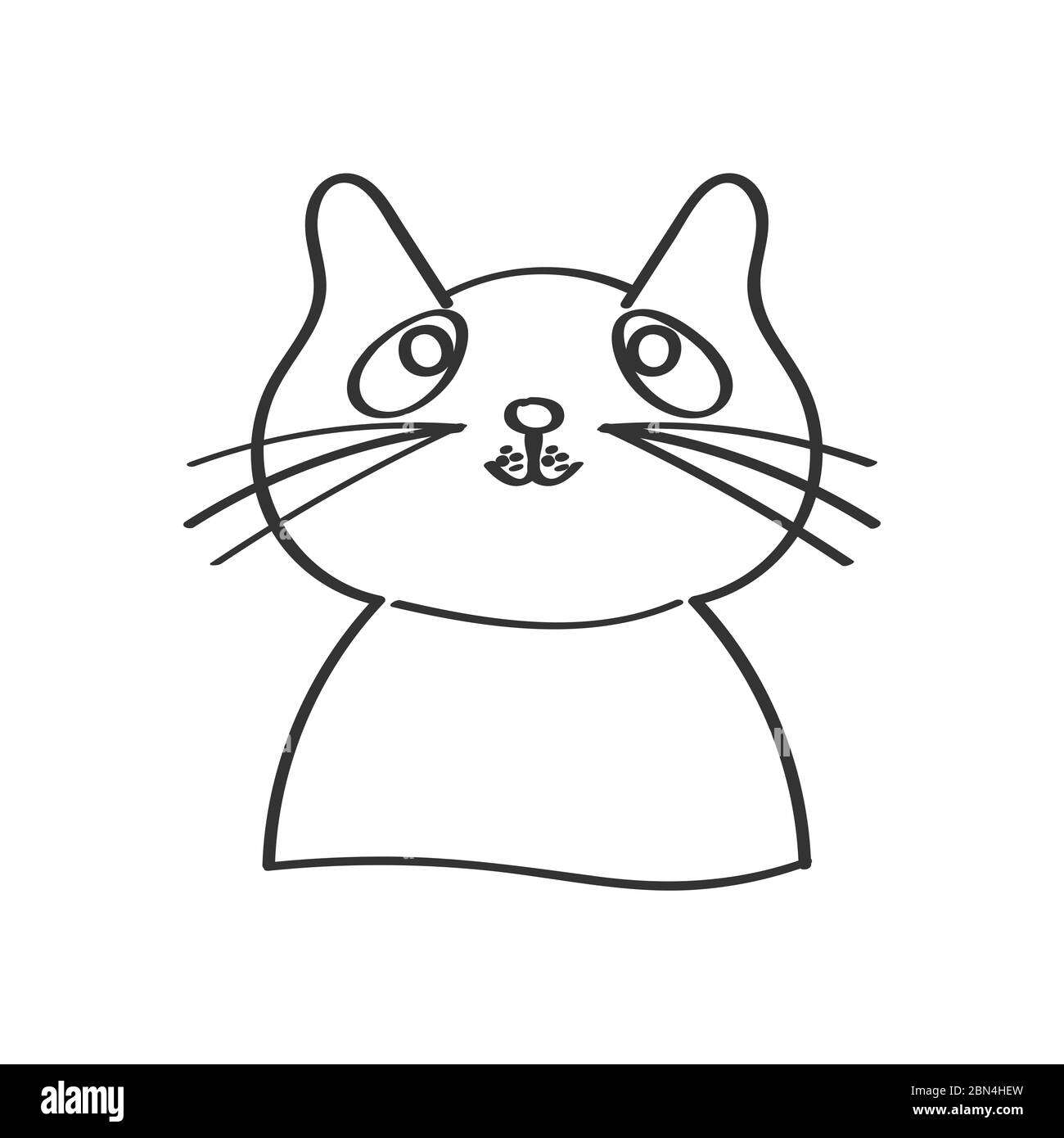 Vector illustration of a cute cat. an empty outline isolated on a white ...