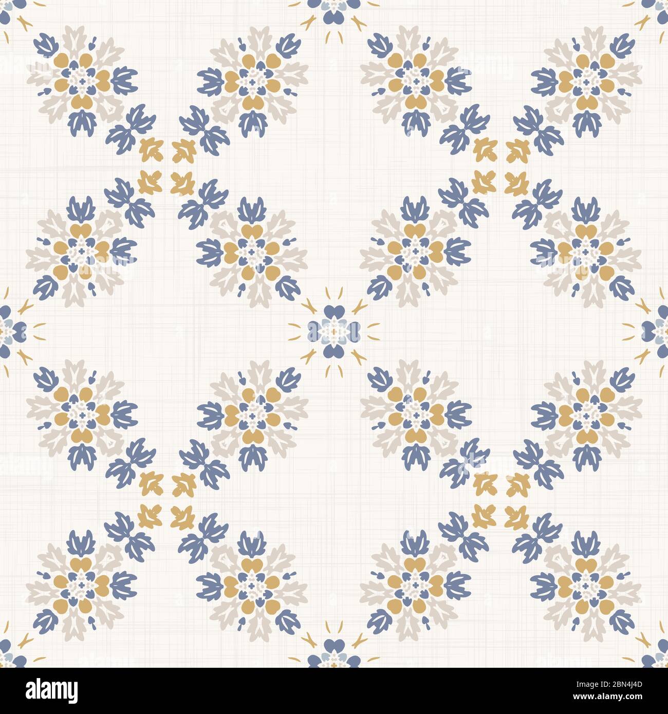 Seamless daisy pattern in french blue linen shabby chic style. Hand ...