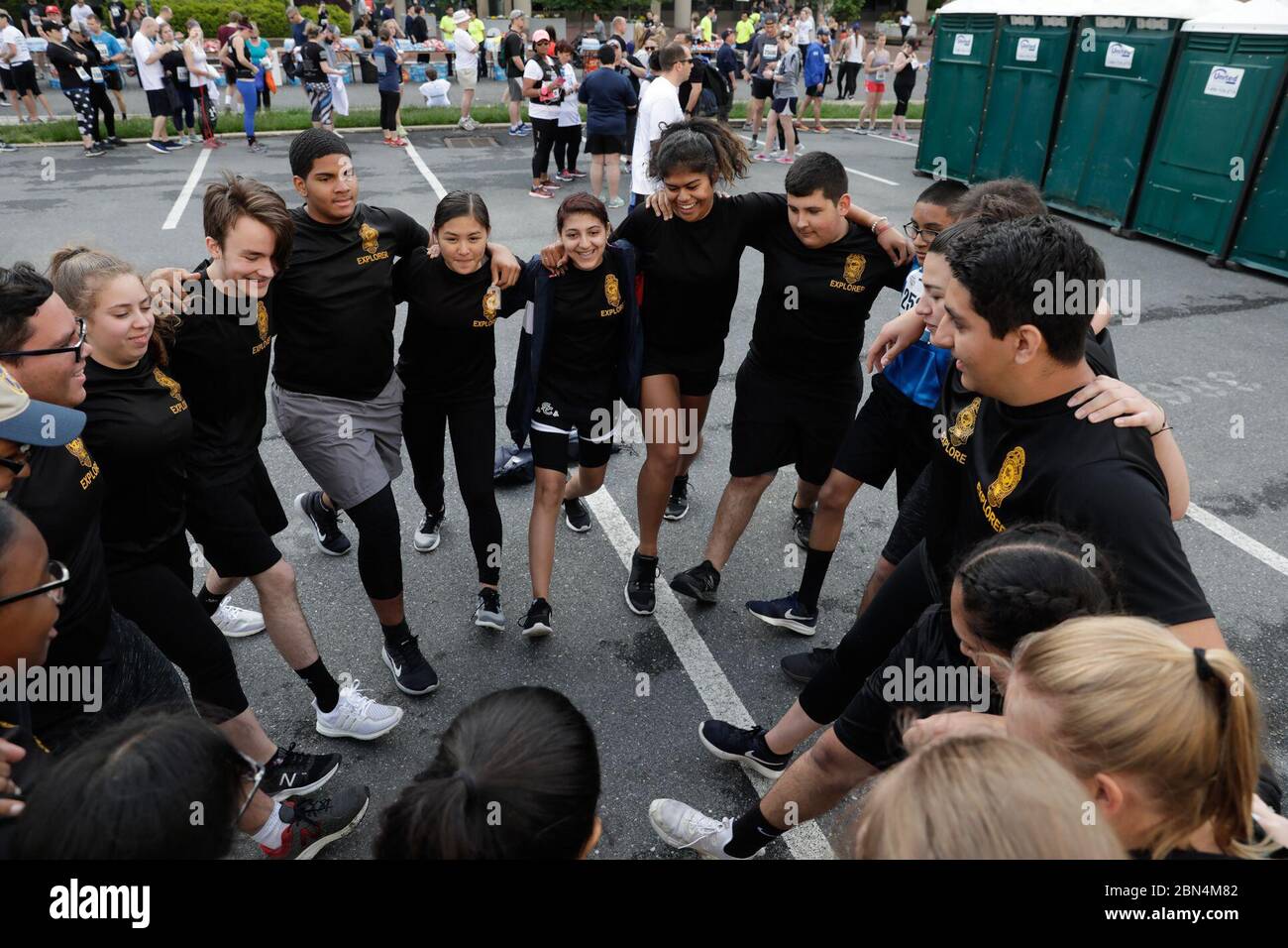 Members of the U.S. Customs and Border Protection Explorers engage in a ...