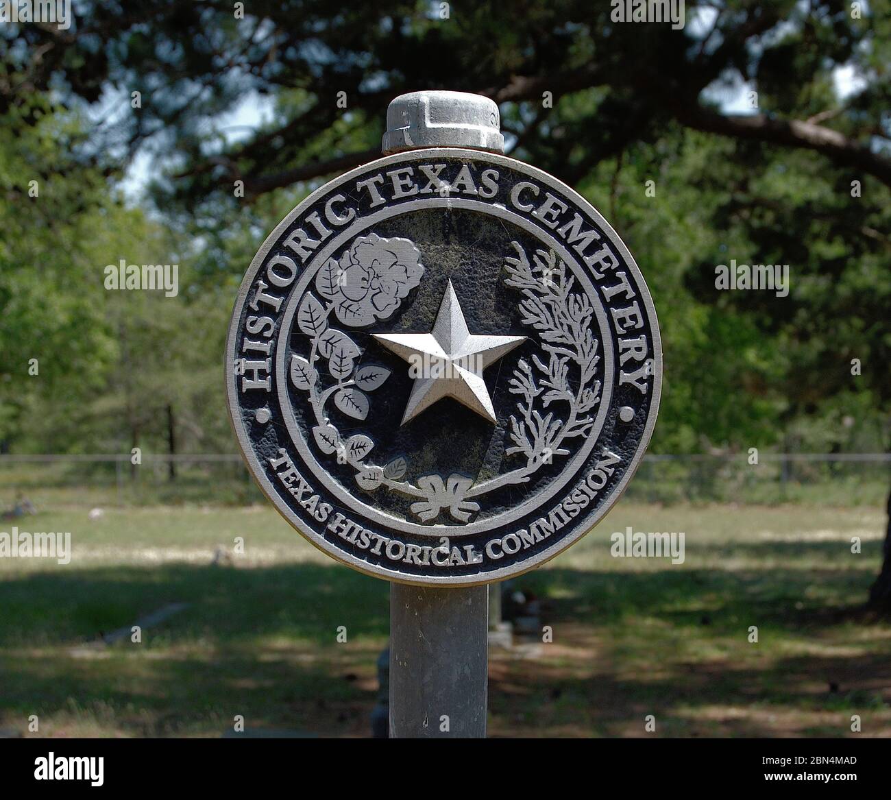 Historic Texas Cemetery Historical Commission plaque Stock Photo - Alamy