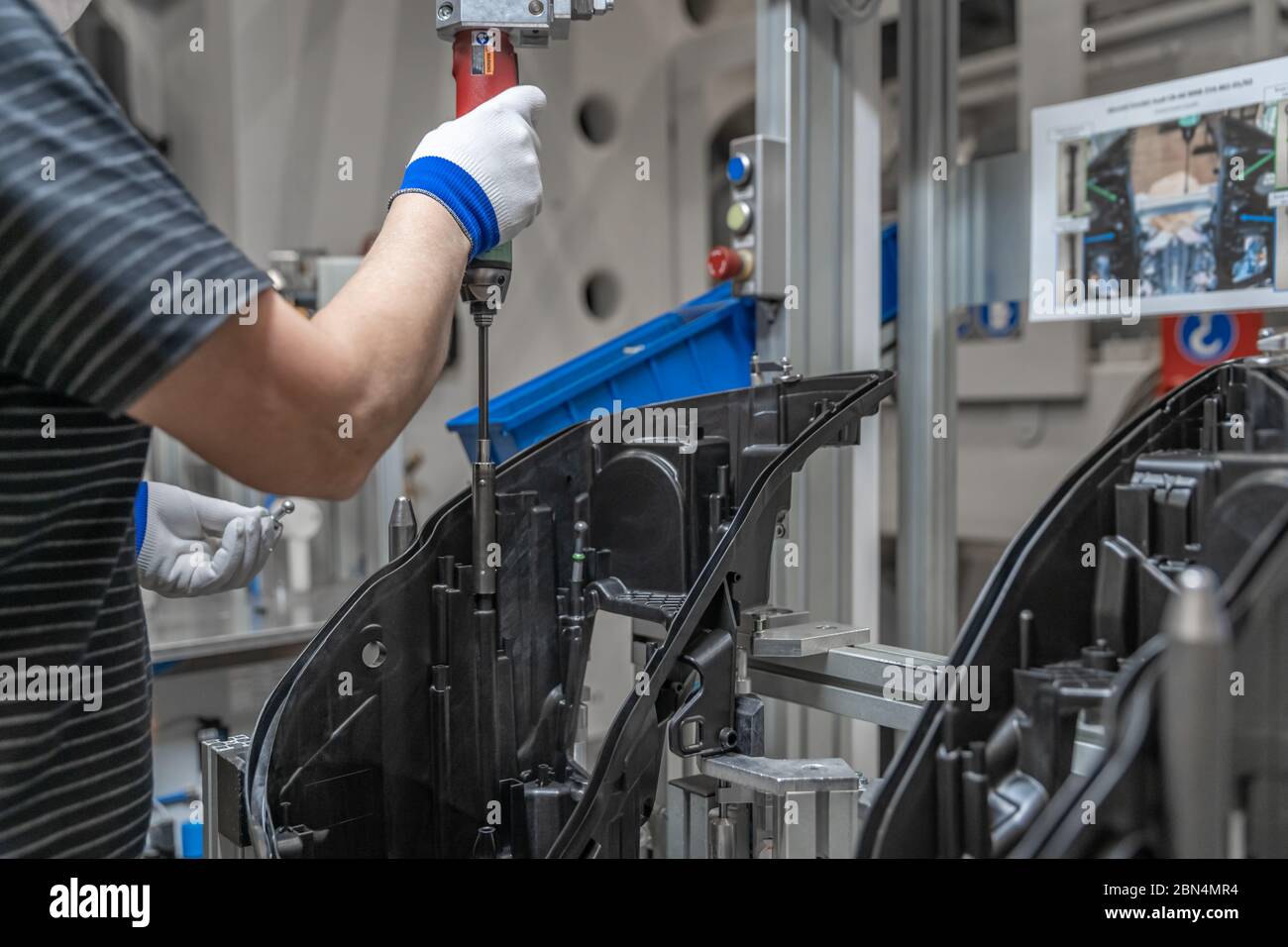 assembly of plastic molds on the production line in the factory Stock ...