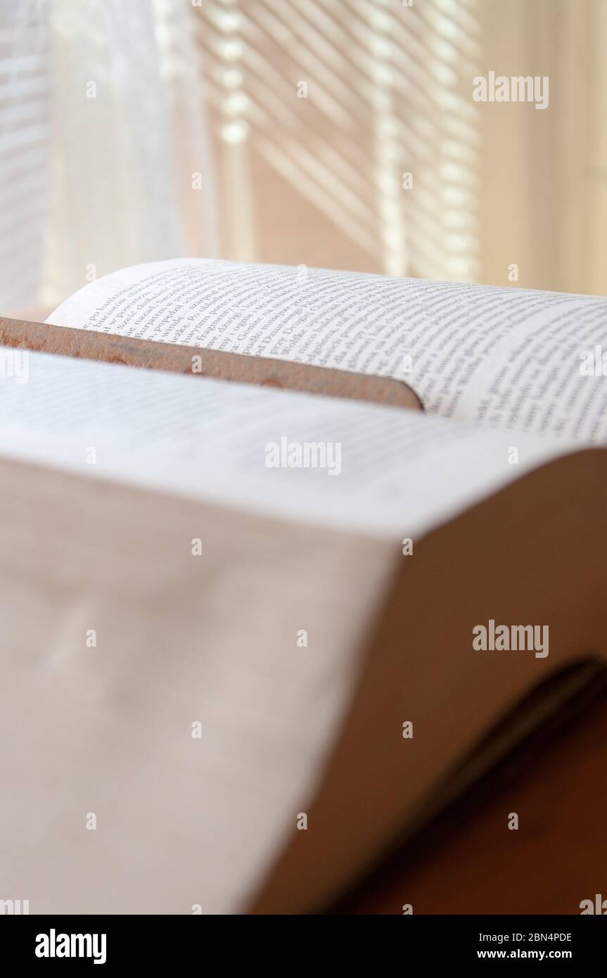 Reading a Big book in daylight Stock Photo - Alamy