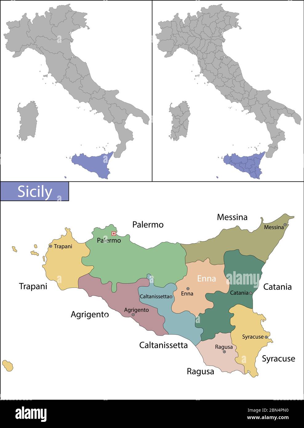 Sicily is the largest island in the Mediterranean Sea Stock Vector ...