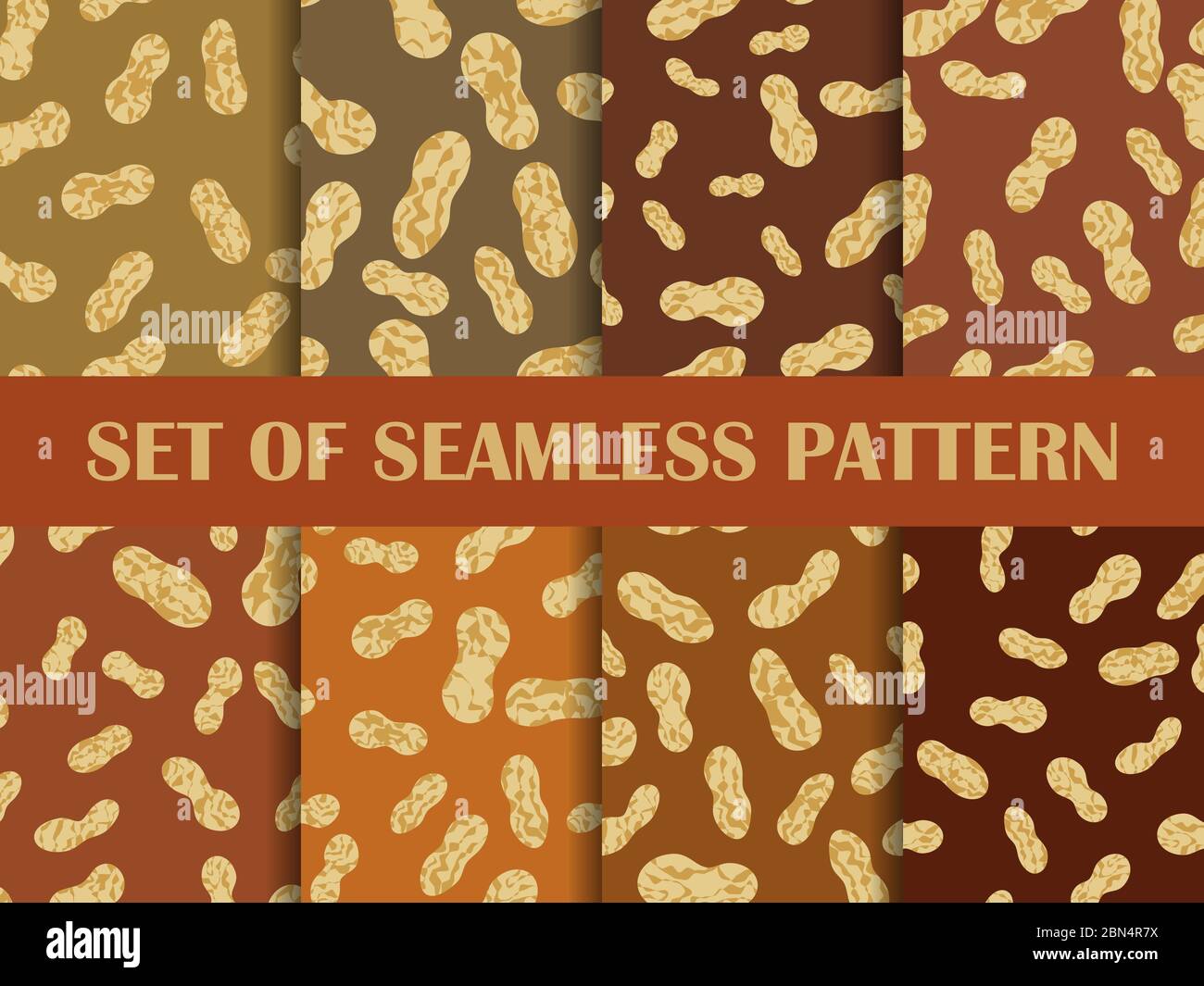 Peanut set of seamless pattern. Roasted peanuts in shell. Background ...