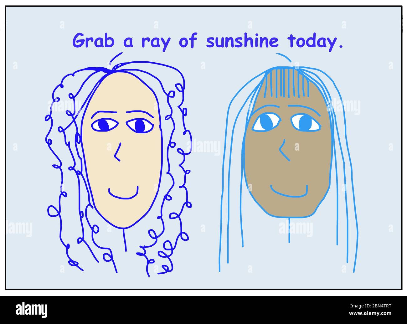 Color cartoon showing two smiling and ethnically diverse women saying ...