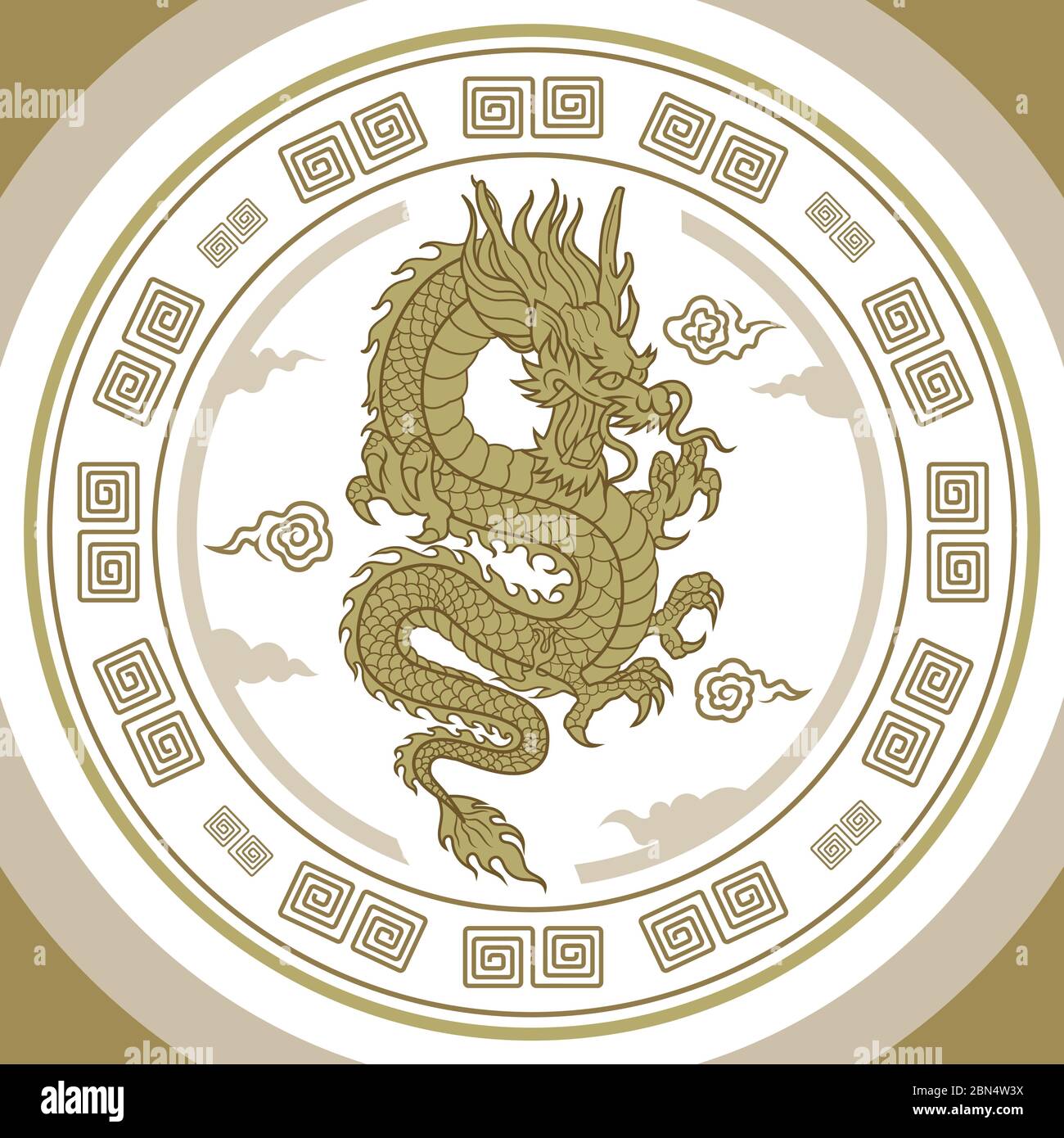 Dragon Eastern Antique Style Illustration vector Stock Vector Image ...