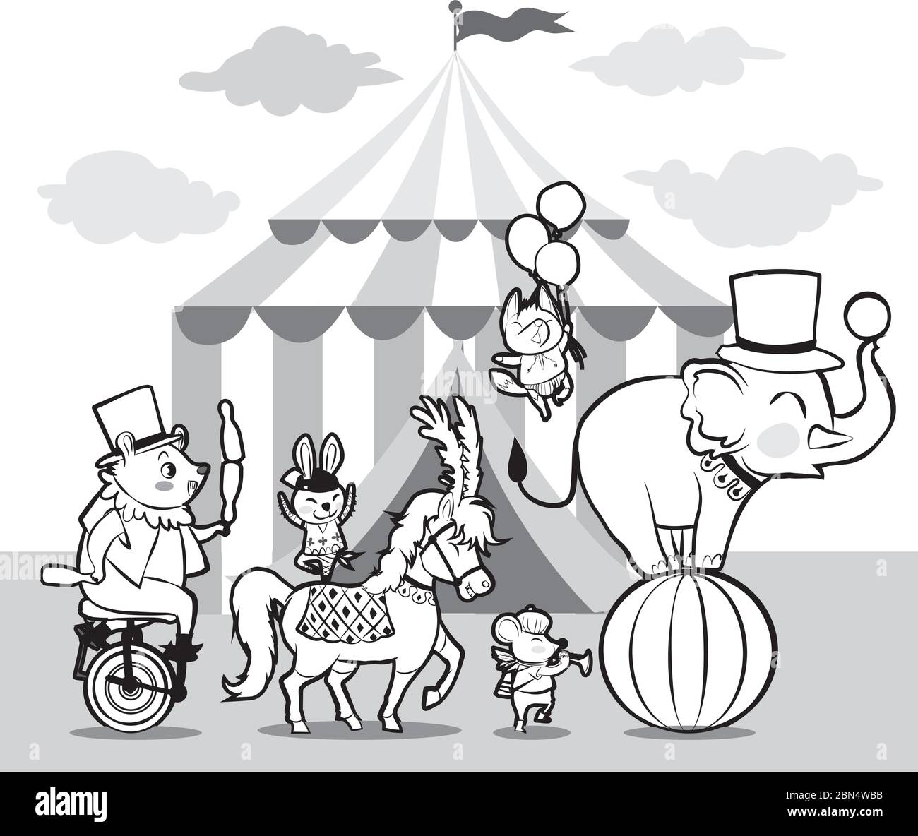 Circus Animal Clipart Black And White