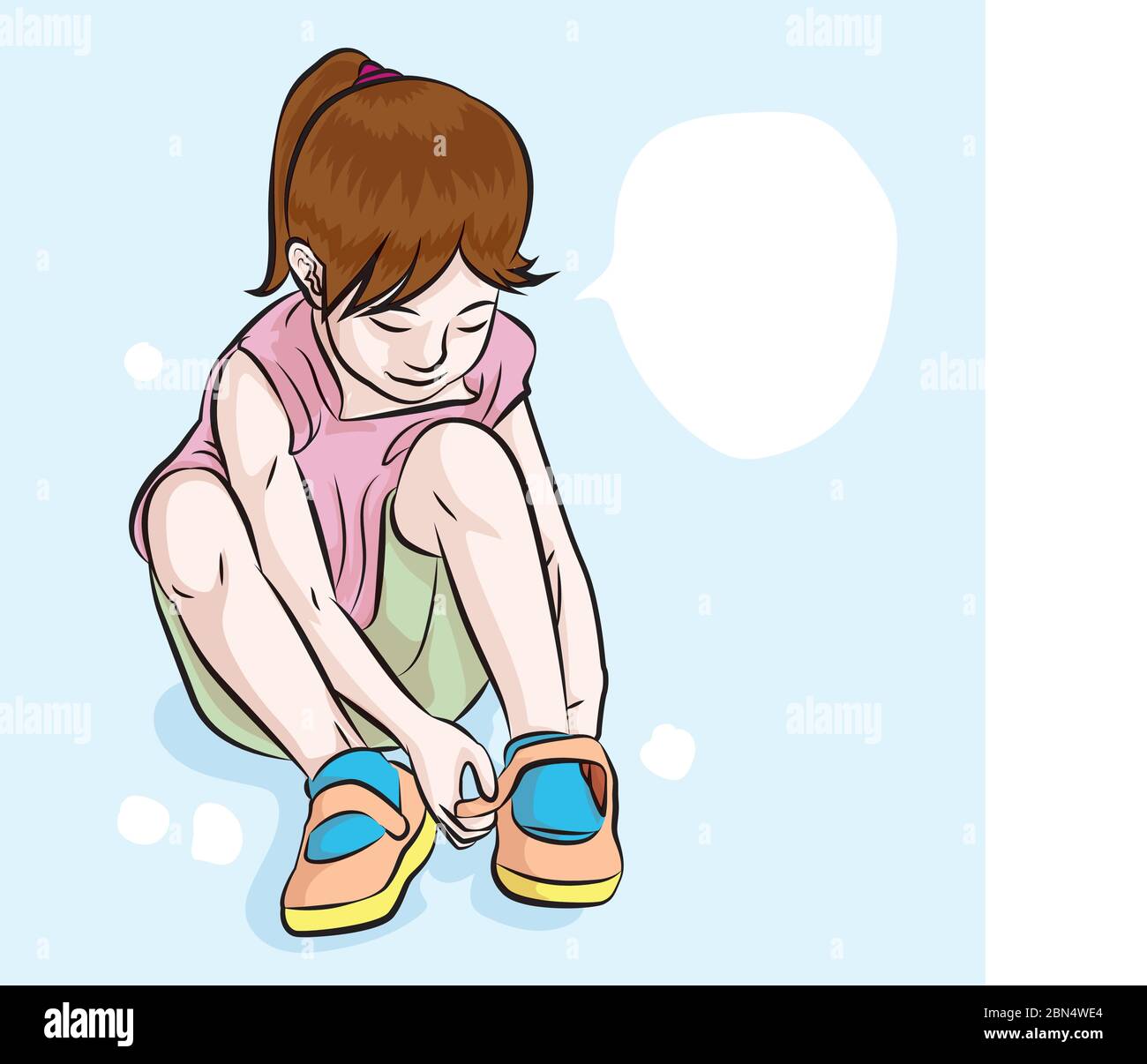 girl sitting wear shoes Stock Vector Image & Art - Alamy