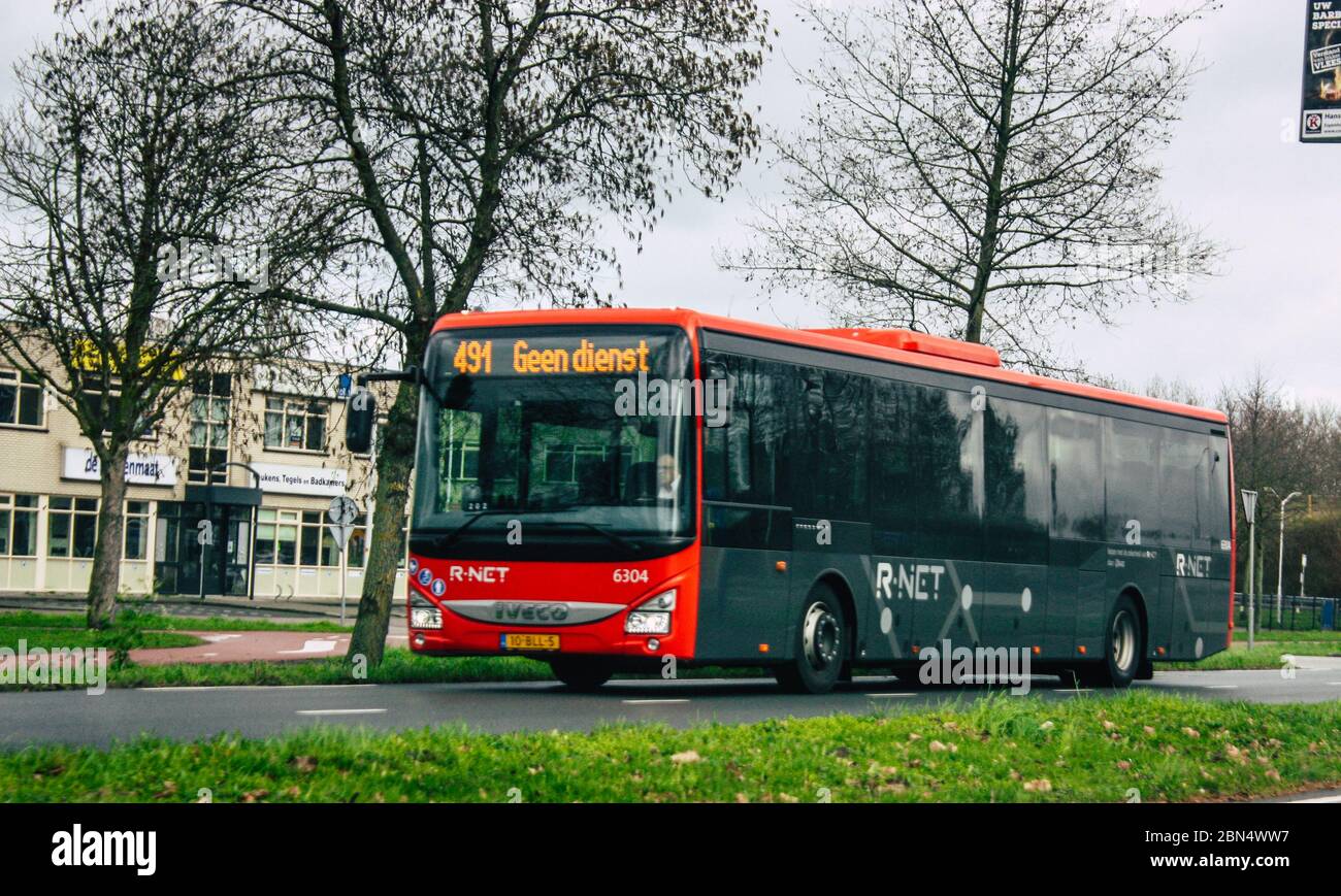 Papendrecht Netherlands March 12, 2019 View of a classic Duch city bus ...