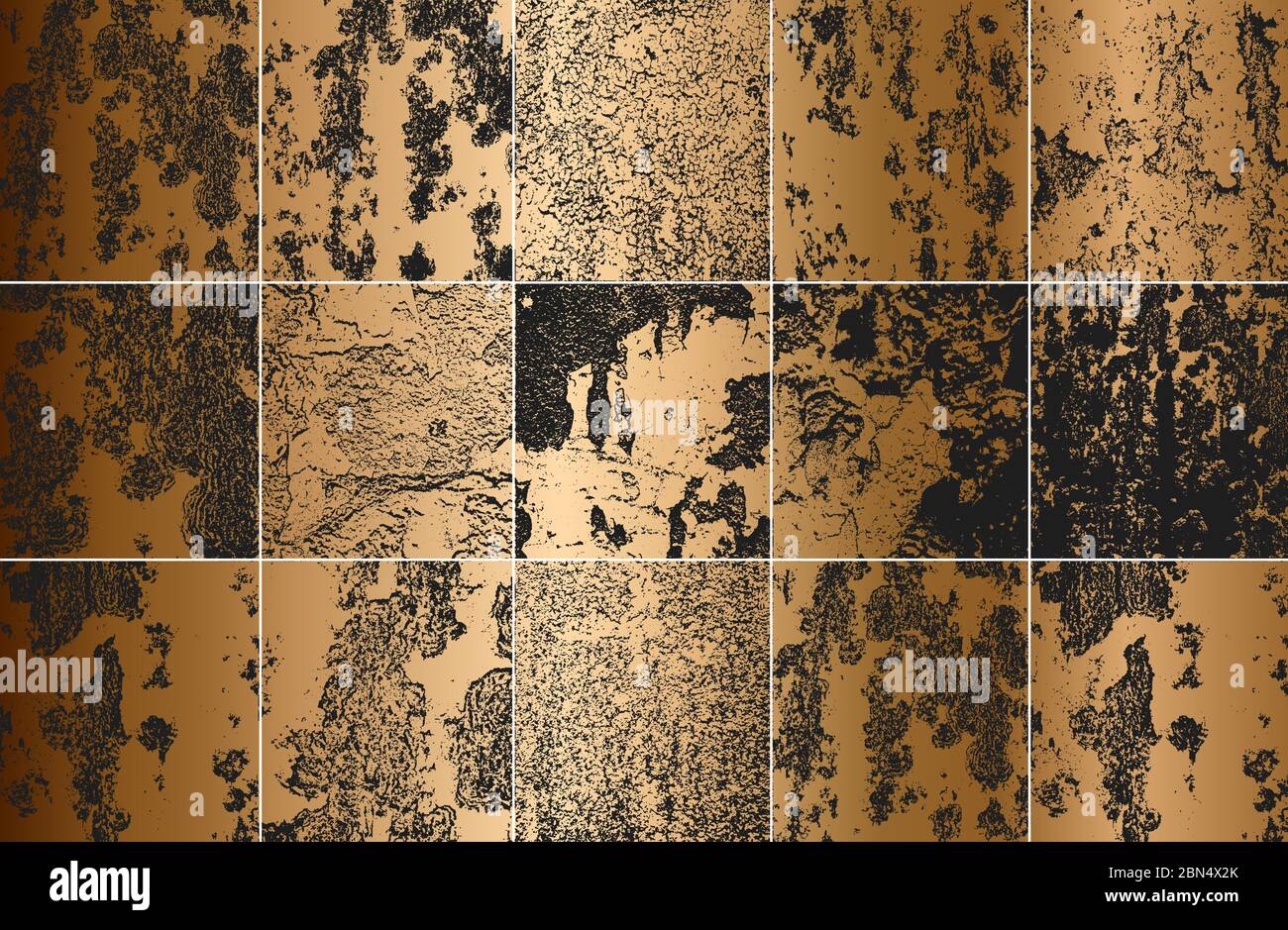 Set of golden distress rust metal vector texture. EPS8 illustration ...