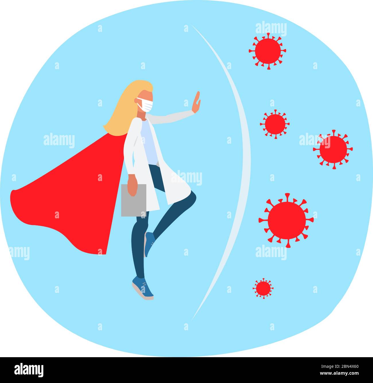 Concept virus protection. Doctor superhero help to protect against ...