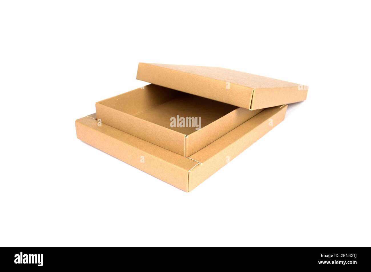 Open brown cardboard box for packaging isolated on white background ...
