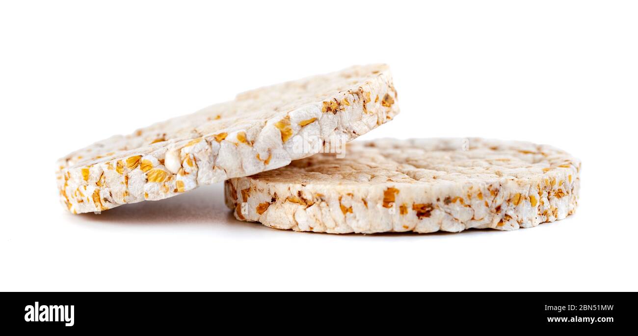 Corn crackers isolated on white background, Healthy snack Stock Photo ...