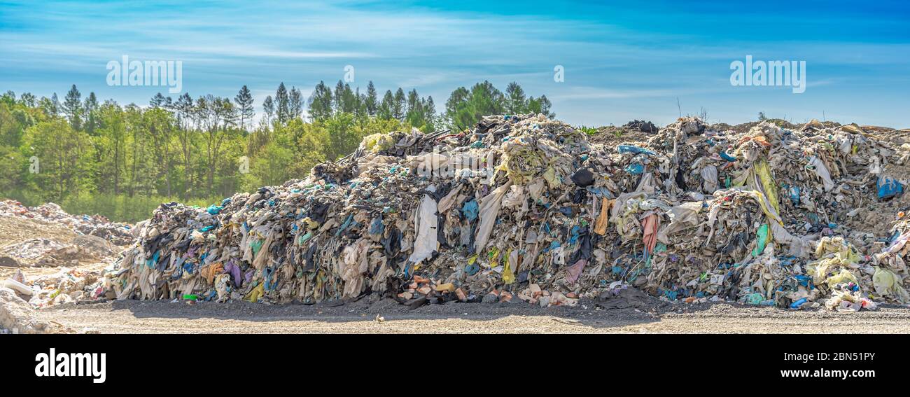 landfill of municipal waste in nature, environmental protection ...