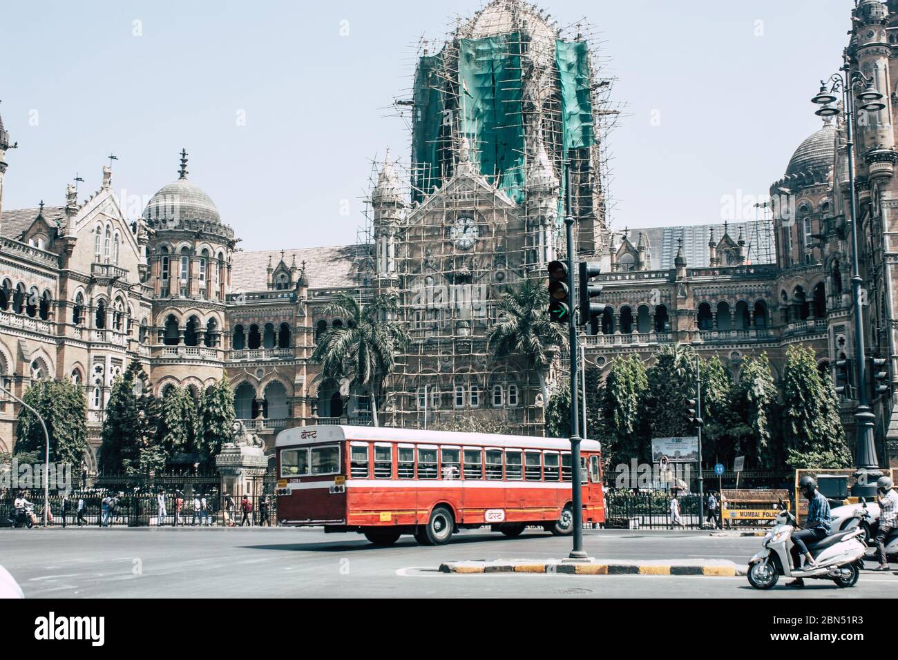 12 Mumbai India March 2, 2019 View of a traditional local bus rolling ...