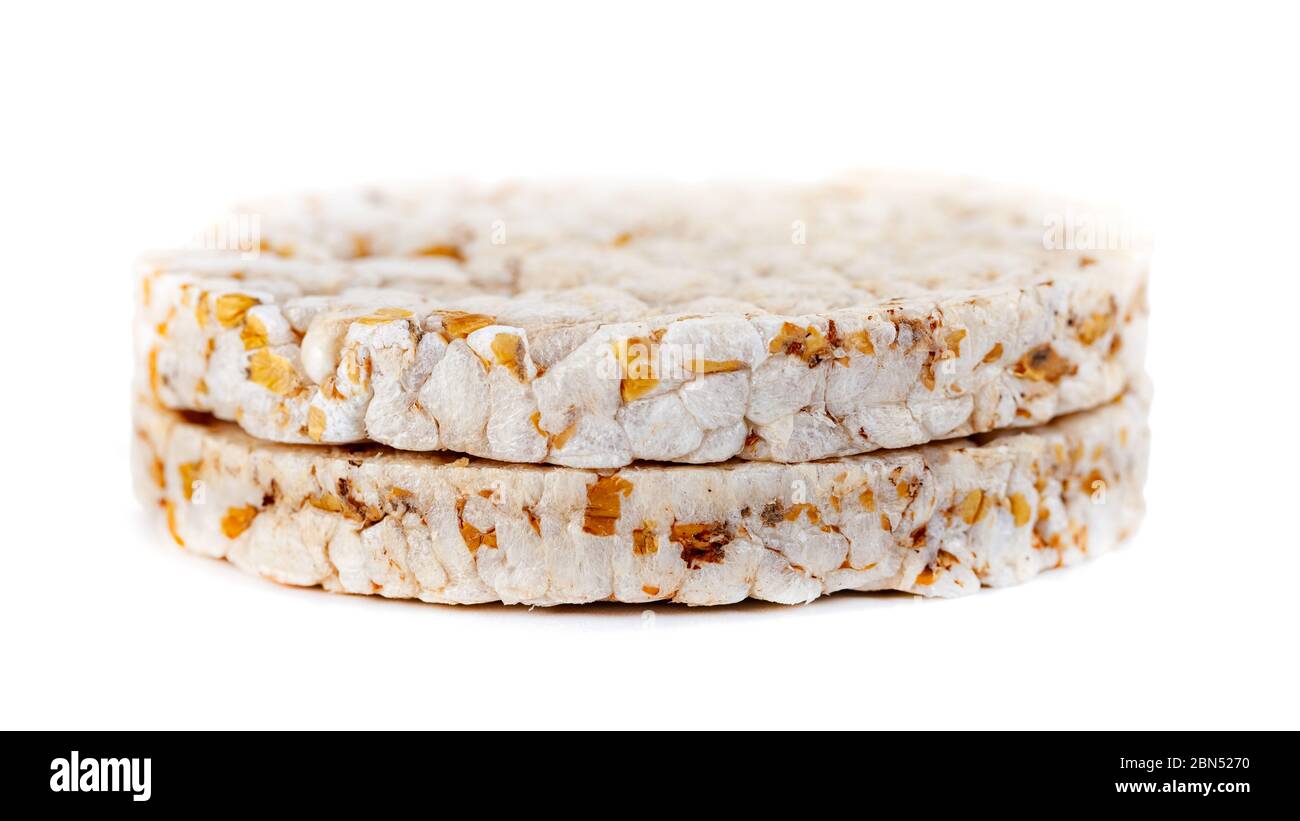 Corn crackers isolated on white background, Healthy snack Stock Photo ...