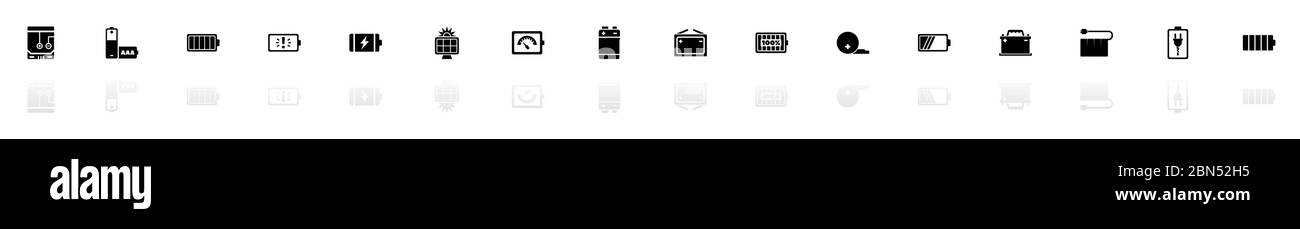 Battery icons - Black horizontal Illustration symbol on White ...