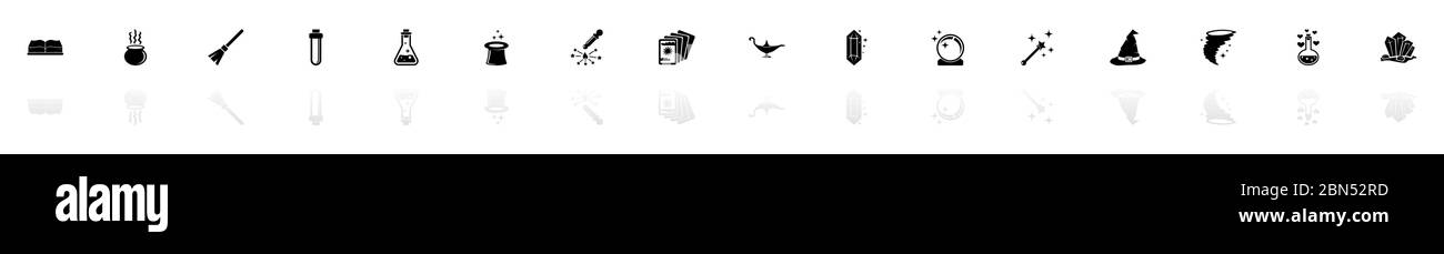 Magic icons - Black horizontal Illustration symbol on White Background ...