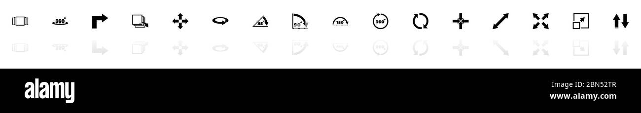 Rotate icons - Black horizontal Illustration symbol on White Background ...