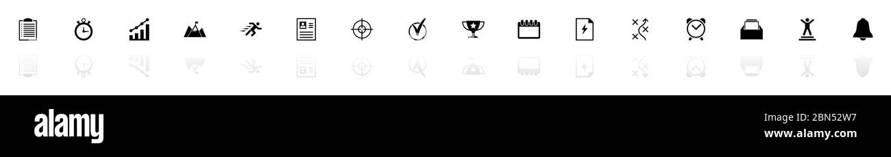 Planning Organization icons - Black horizontal Illustration symbol on ...