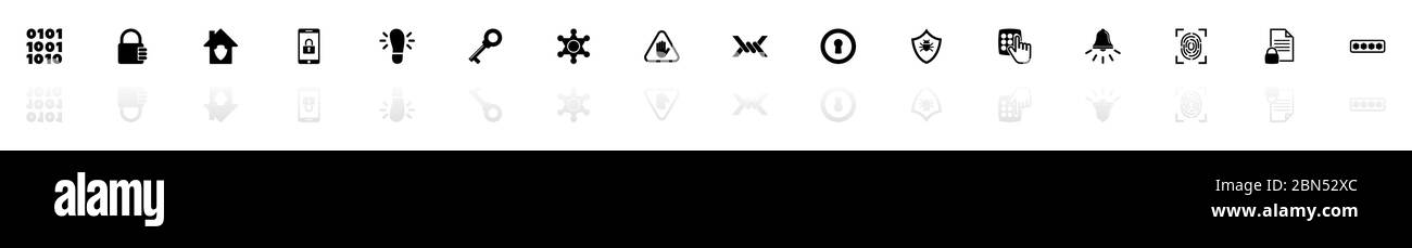 Safety icons - Black horizontal Illustration symbol on White Background ...