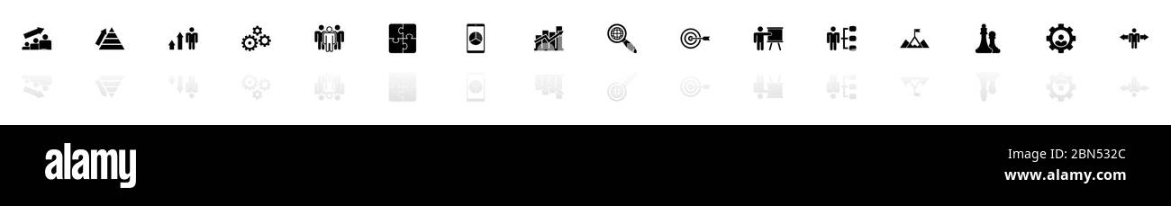 Strategy icons - Black horizontal Illustration symbol on White ...