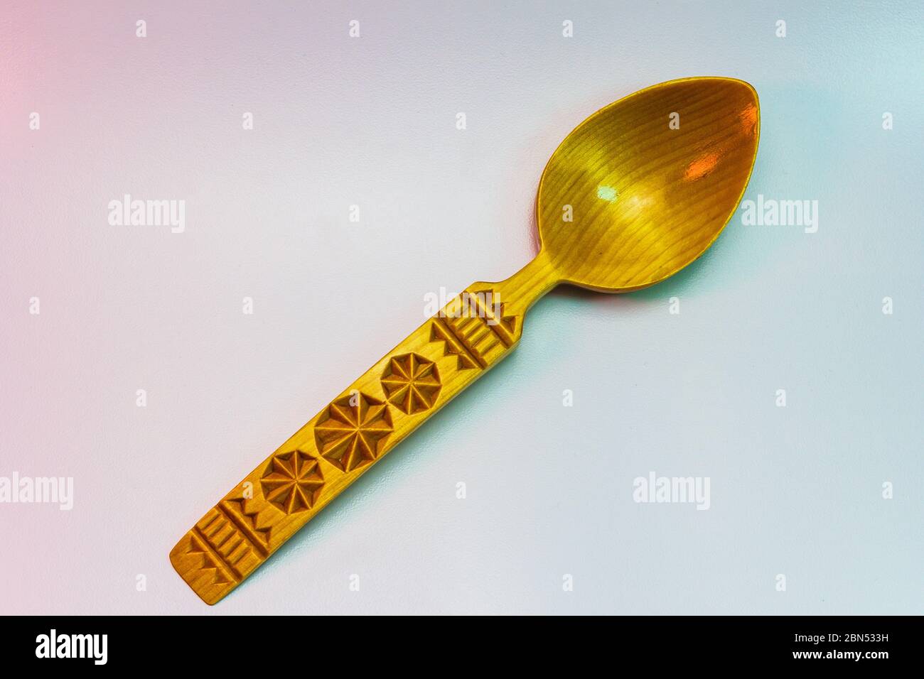 ancient wooden spoon ornate utensil flatware handicraft closeup Stock ...