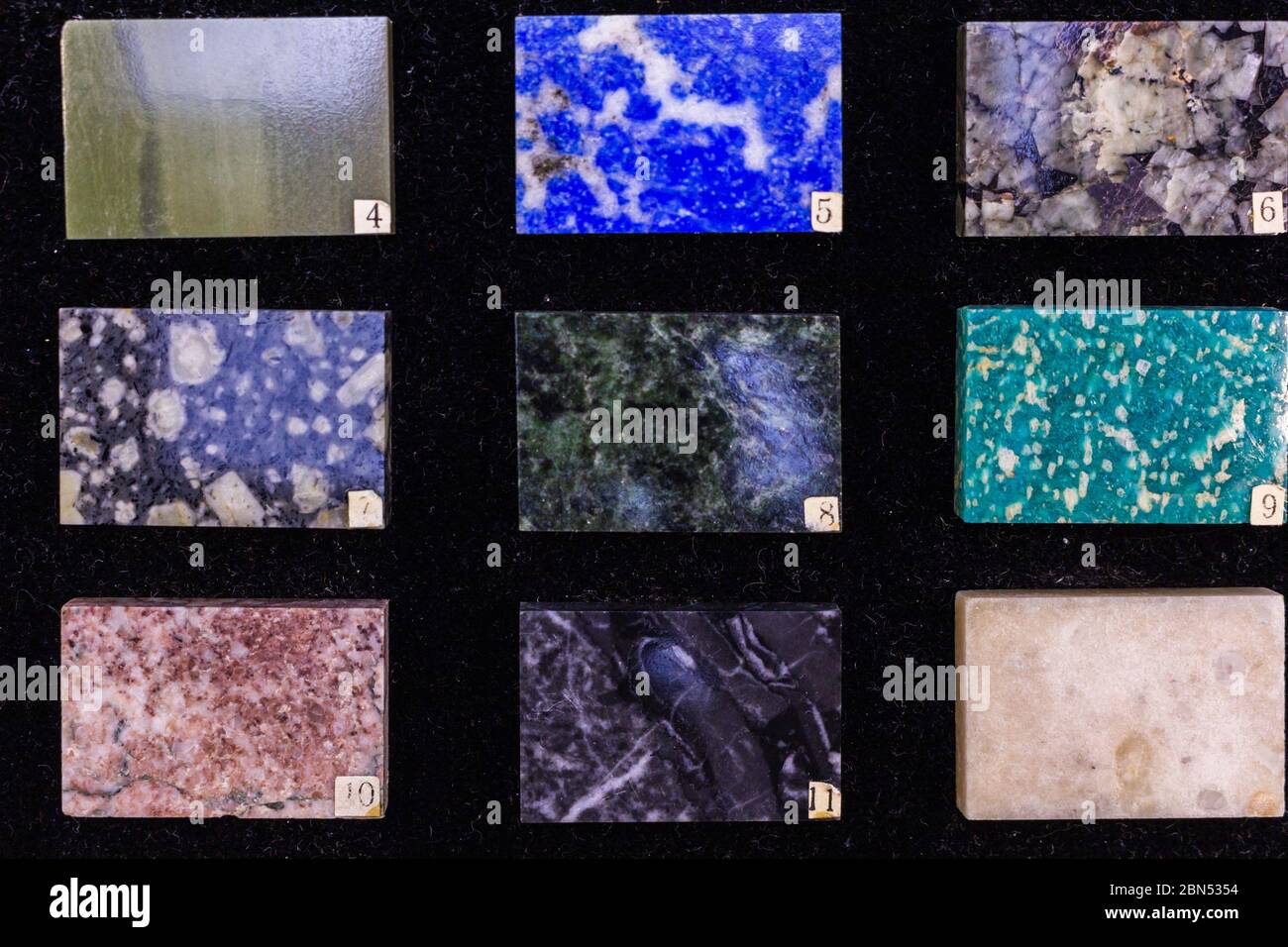 rock collection set geology mineral crystal texture decorative Stock ...