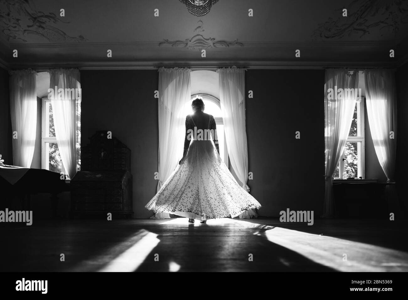 Lady in light dress Black and White Stock Photos & Images - Alamy