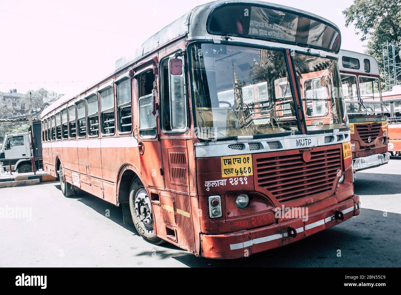 12 Mumbai India March 2, 2019 View of a traditional local bus rolling ...