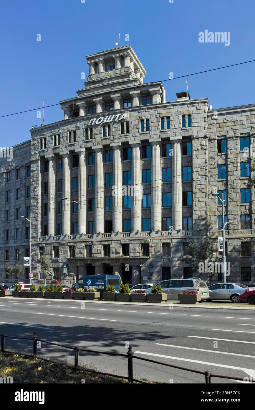 BELGRADE, SERBIA - AUGUST 12, 2019: Building of Central post Office at ...