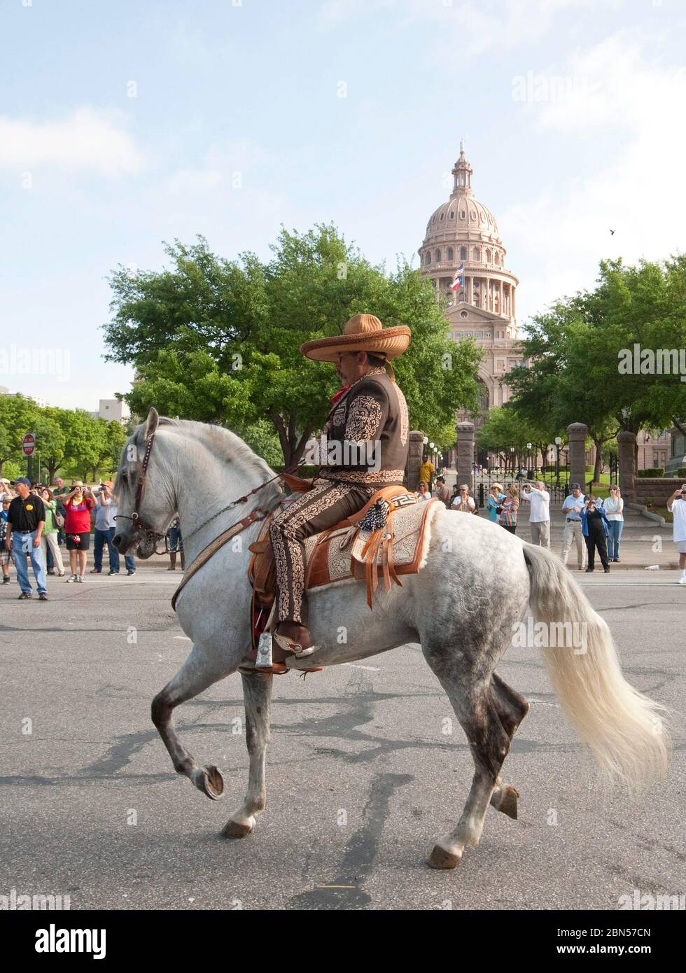 Austin Texas USA, March 2012: Costumed Charreria rider, emulating the ...