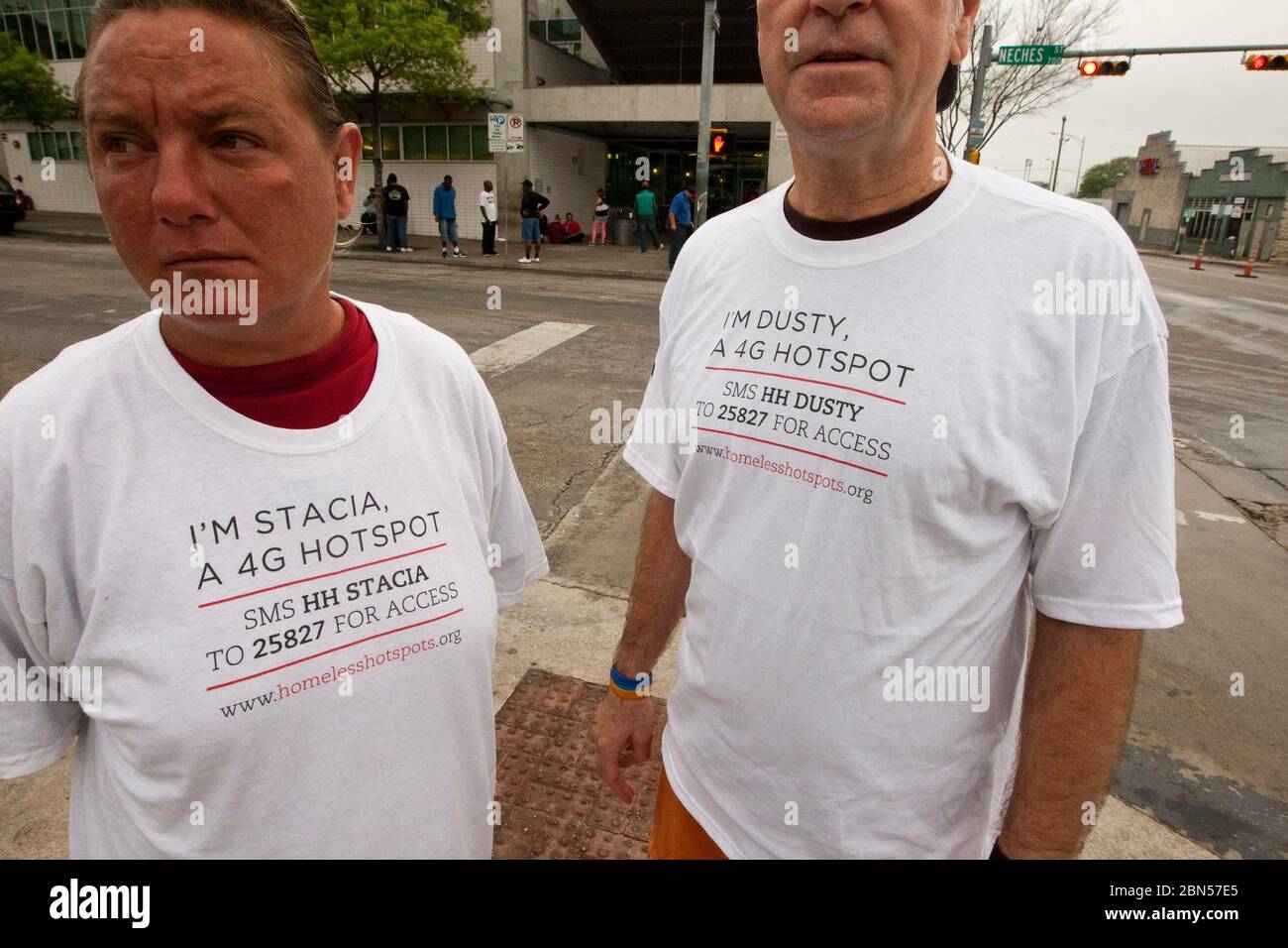 Austin, Texas USA, March 14 2012: Stacia and Dusty, homeless people ...