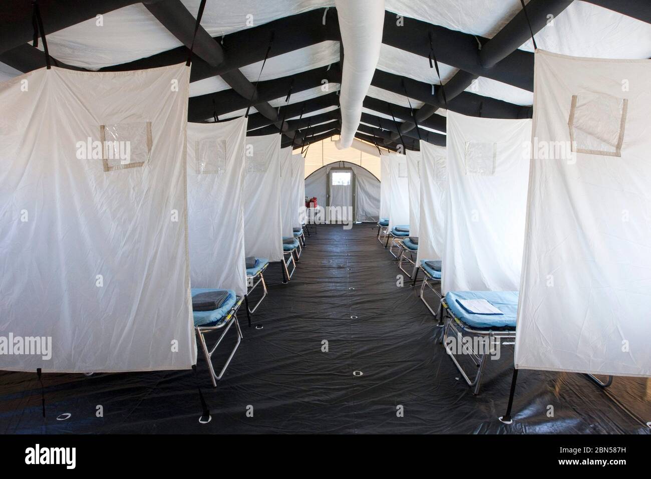 Austin Texas USA, June 1 2012: Deployable field hospital with cots ...